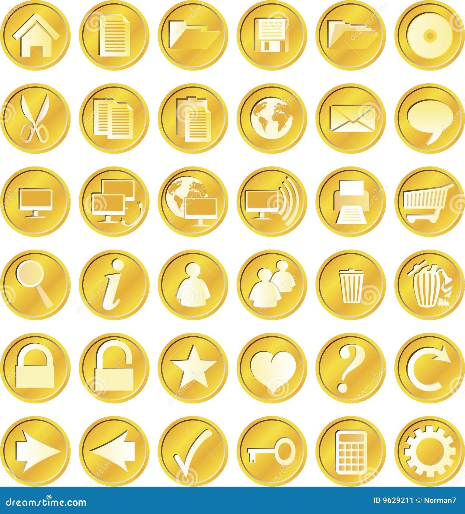 Round golden buttons stock vector. Illustration of gold - 9629211