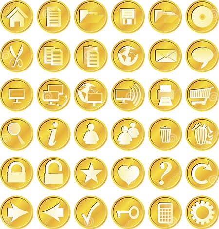 Round golden buttons stock vector. Illustration of gold - 9629211