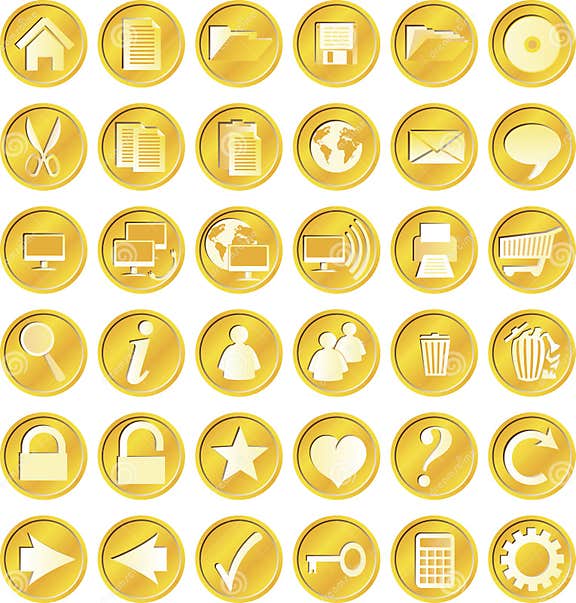 Round golden buttons stock vector. Illustration of gold - 9629211