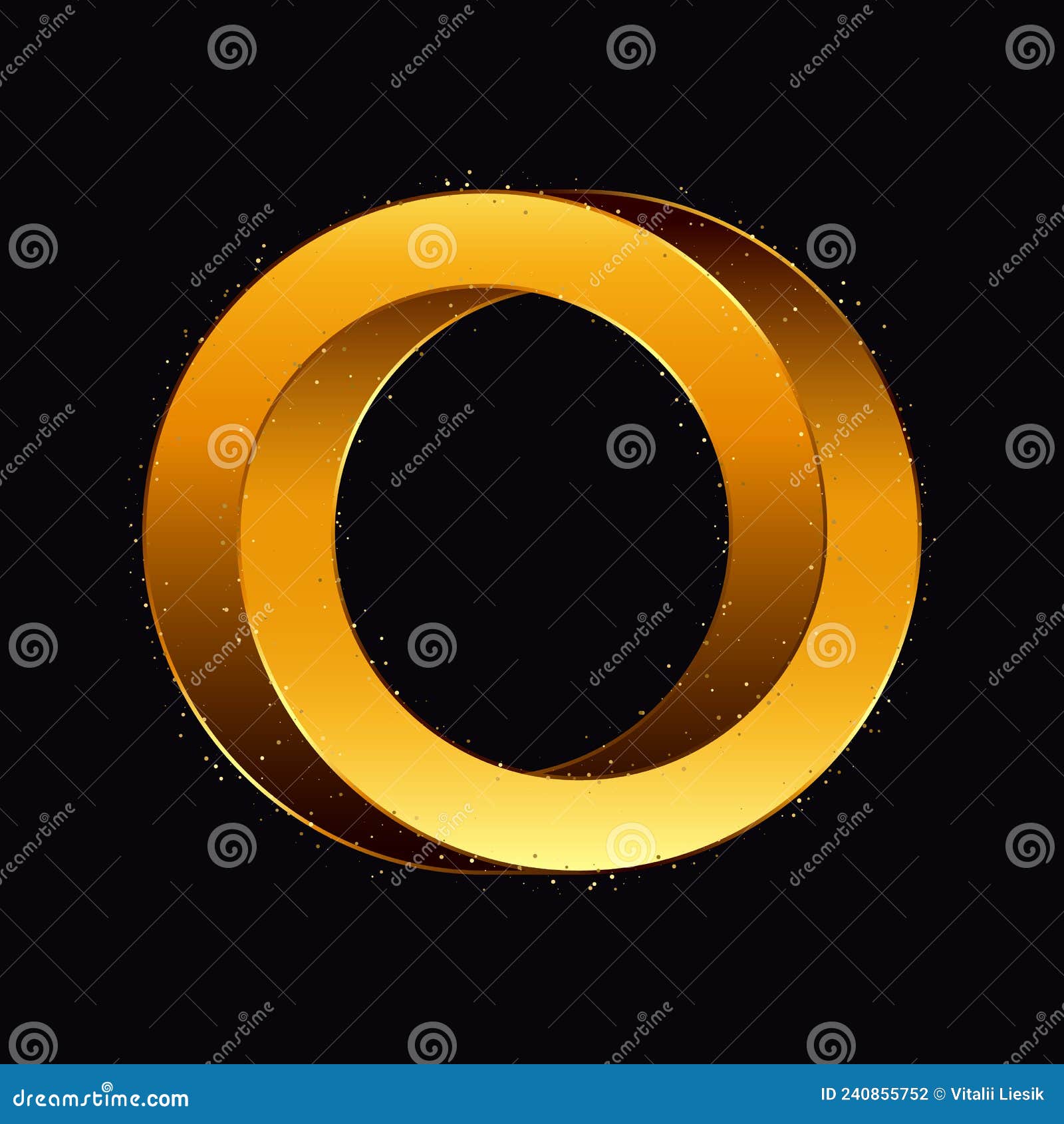 Round Golden Sparkling Frame on a Black Background. Design Element ...