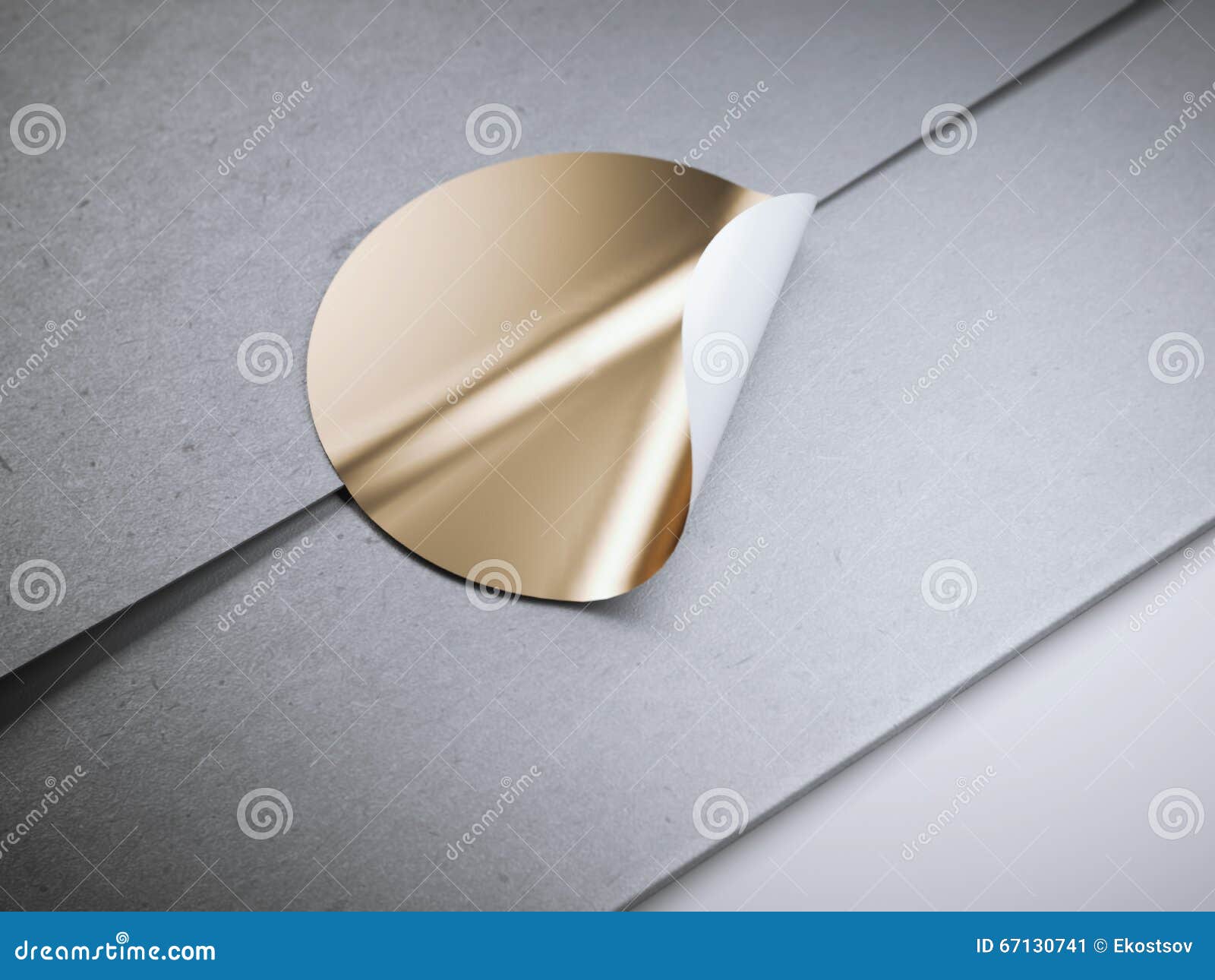 Round Golden Sticker on White Envelope Stock Image - Image of mailing ...