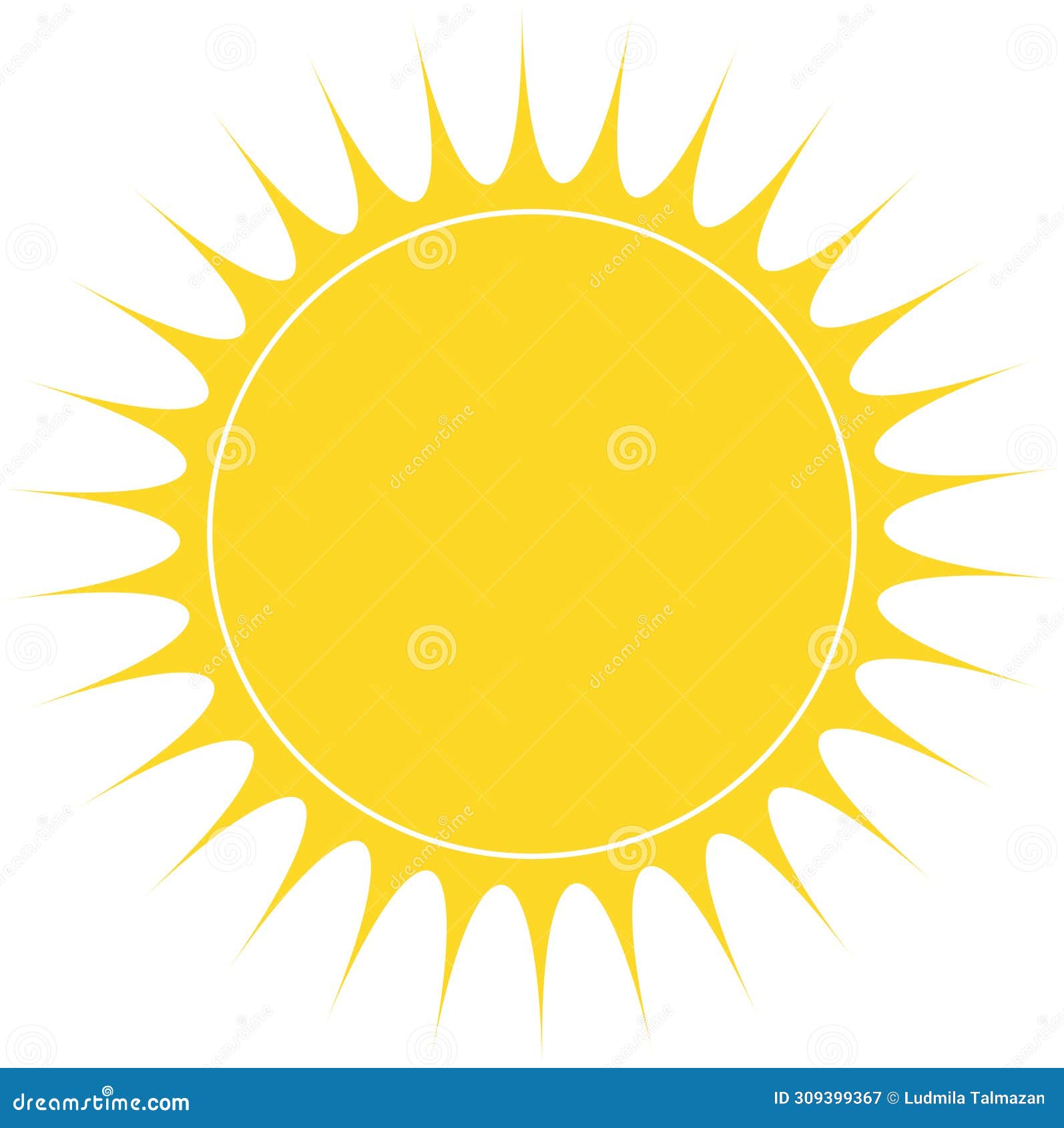 Round Golden Sun, Vector Drawing Isolated on White Stock Vector ...