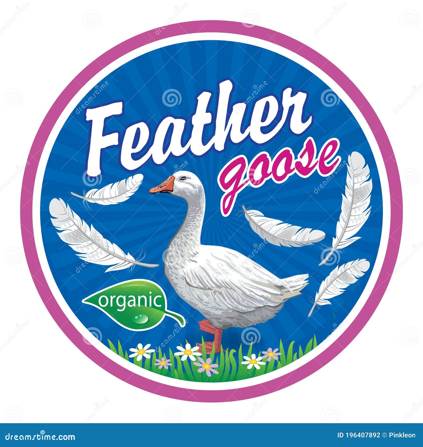 Round goose feather label stock illustration. Illustration of white ...