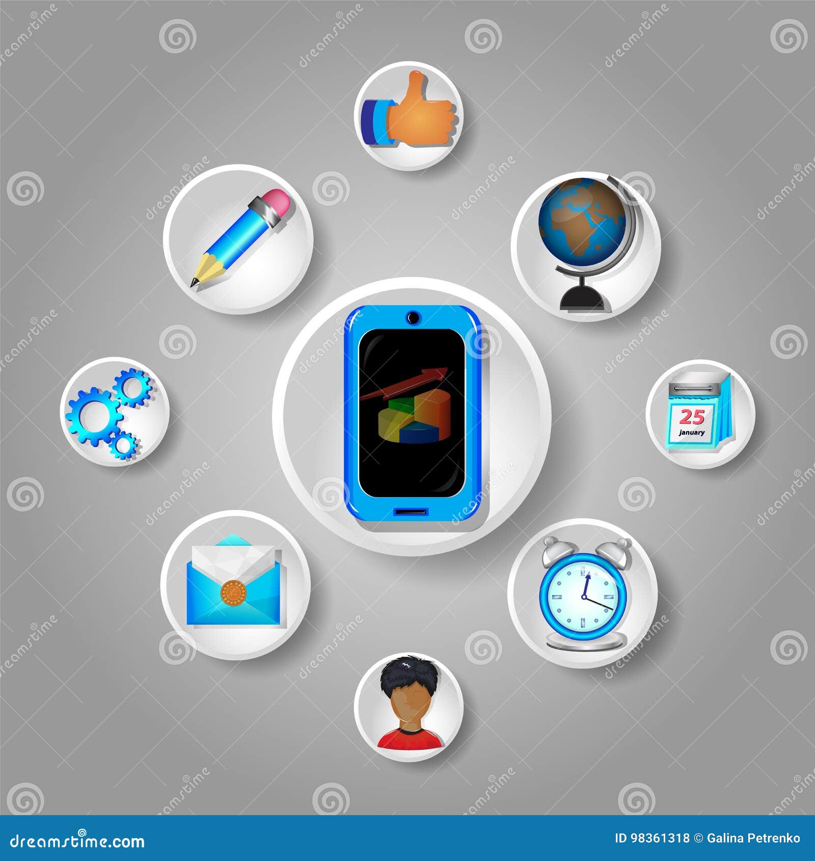 Round Graphic Icons for Design Stock Vector - Illustration of symbol ...