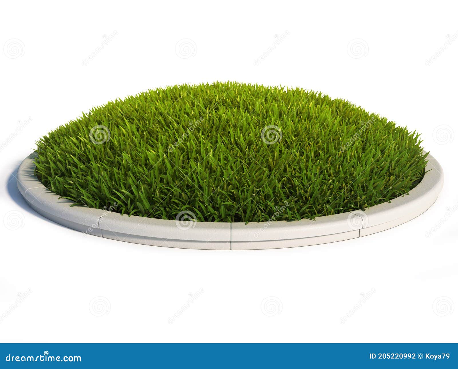 Round Grass Surface with Concrete Rim 3d Rendering Stock Illustration ...