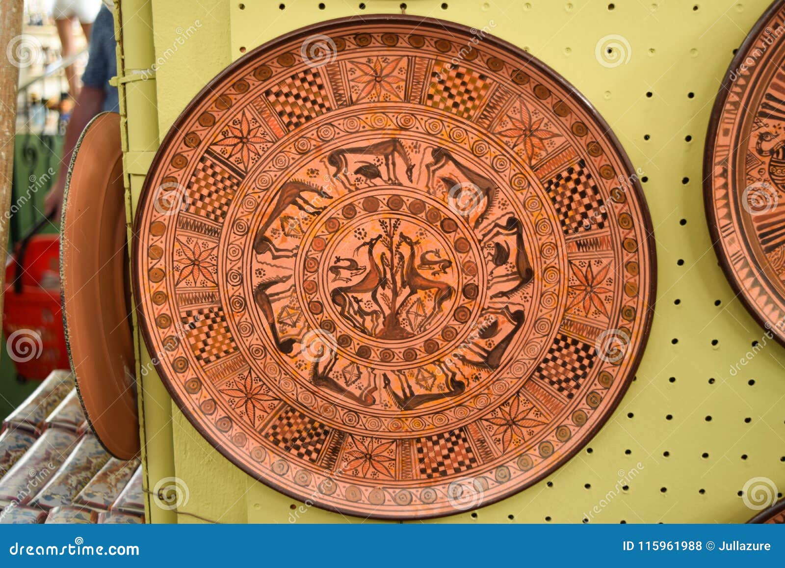 Round Greek Plate with Ornament Stock Photo - Image of artifact ...