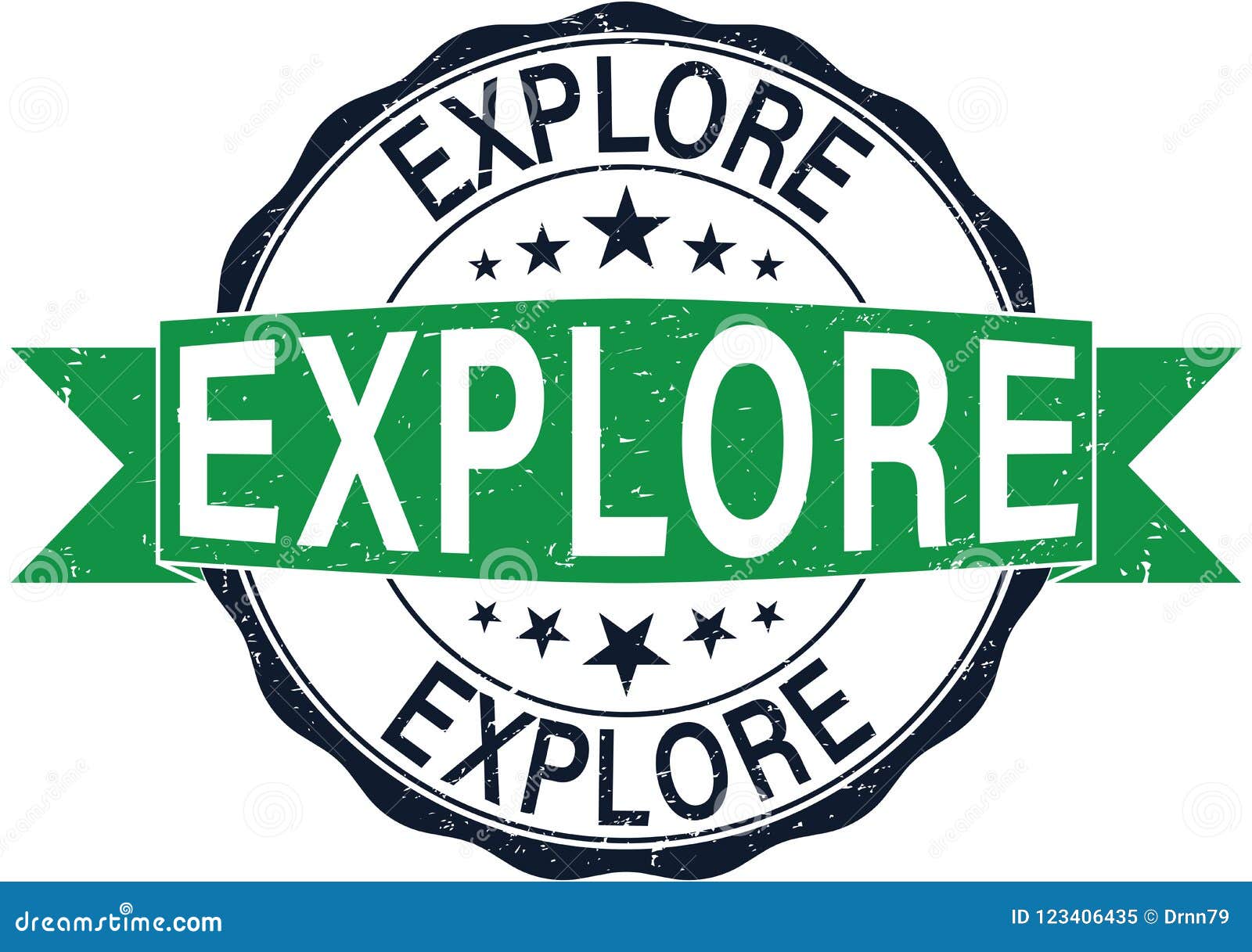 Round Green Explore Rubber Stamp Web Badge Stock Illustration ...