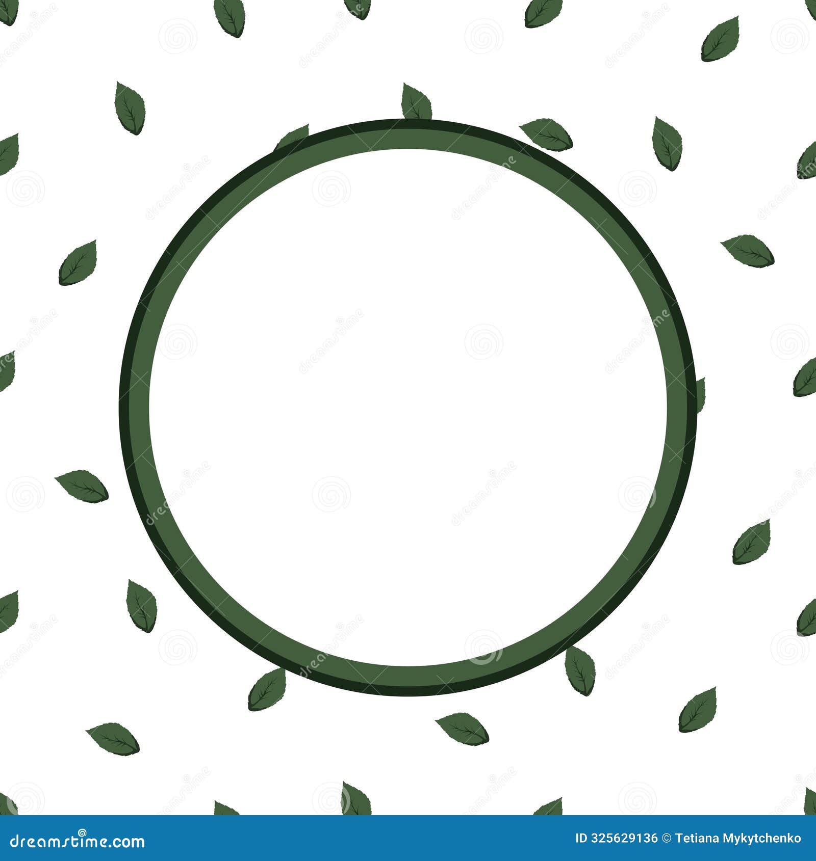 Round Green Frame with Green Leaves Seamles Pattern Stock Illustration ...