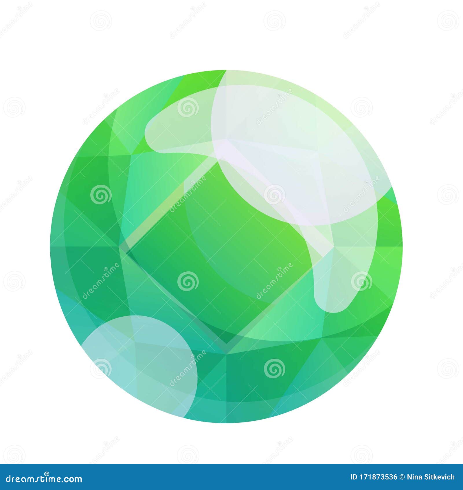 Round Green Gem Icon, Cartoon Style Stock Vector - Illustration of ...