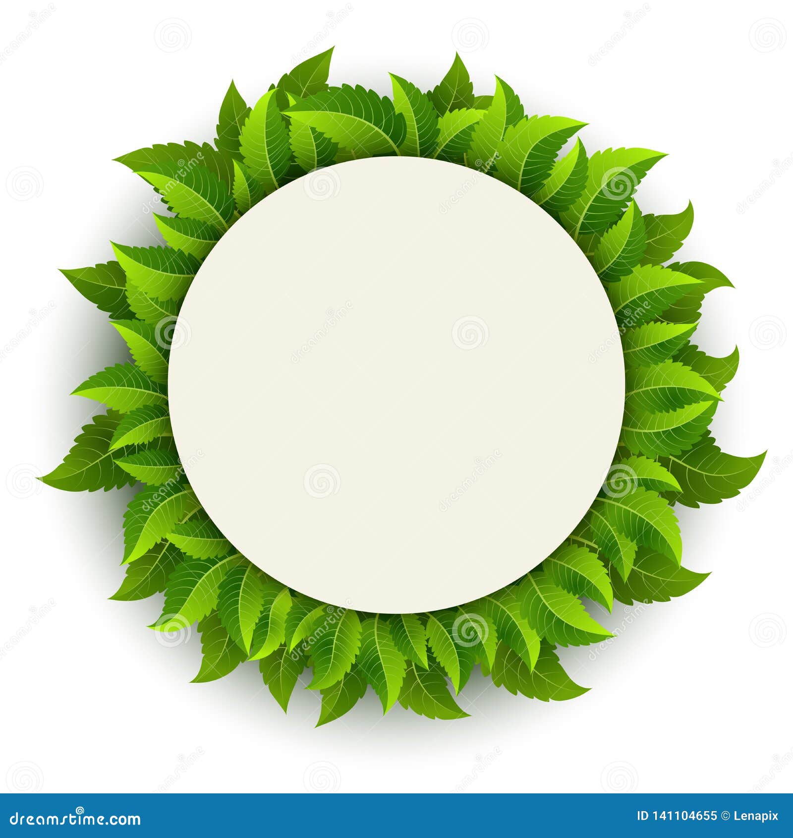 Round green leaves frame stock vector. Illustration of plant - 141104655