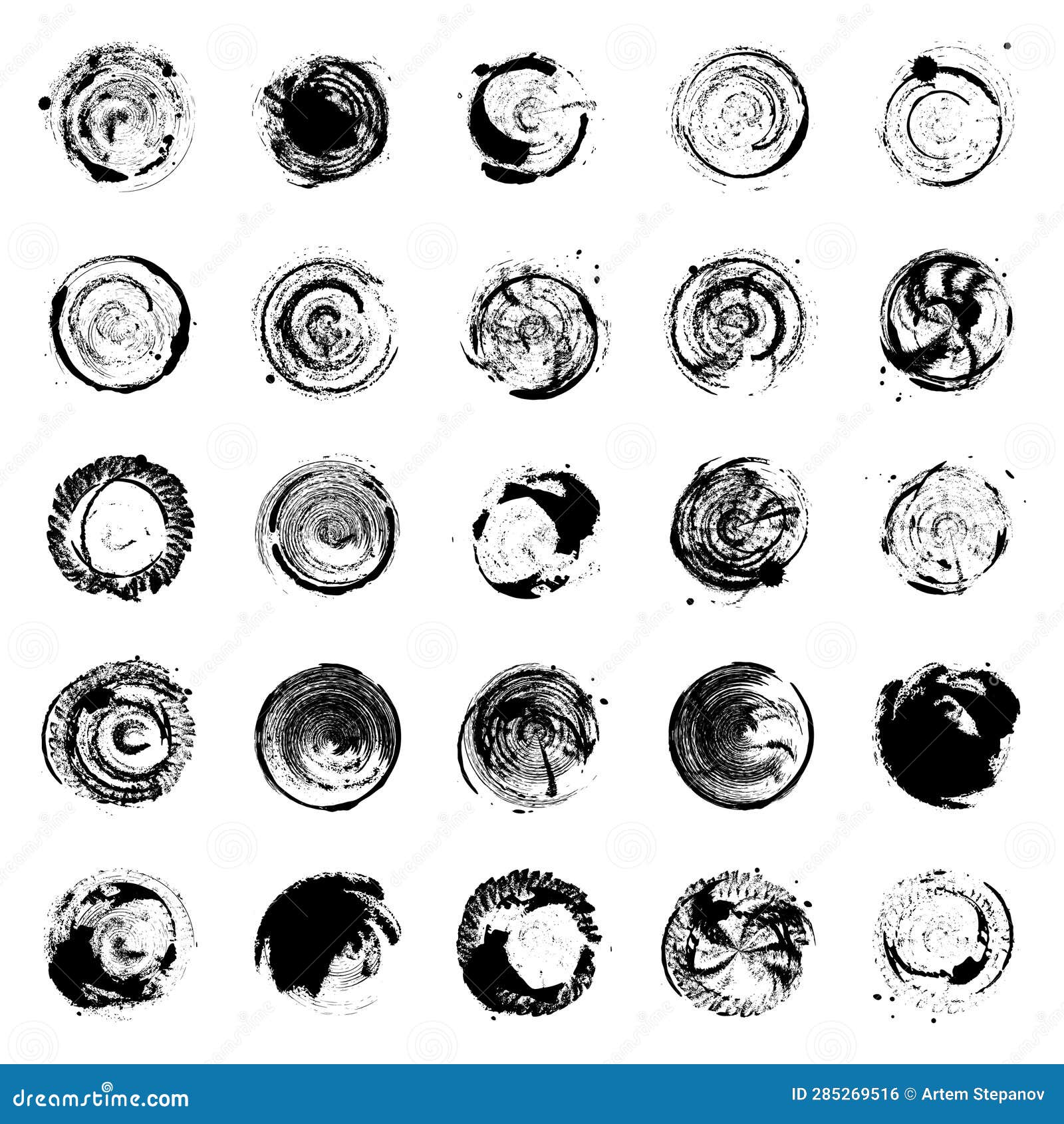 Round Grunge Shape Texture, Rough Circle Stamp, Black Paint Ring Frame ...