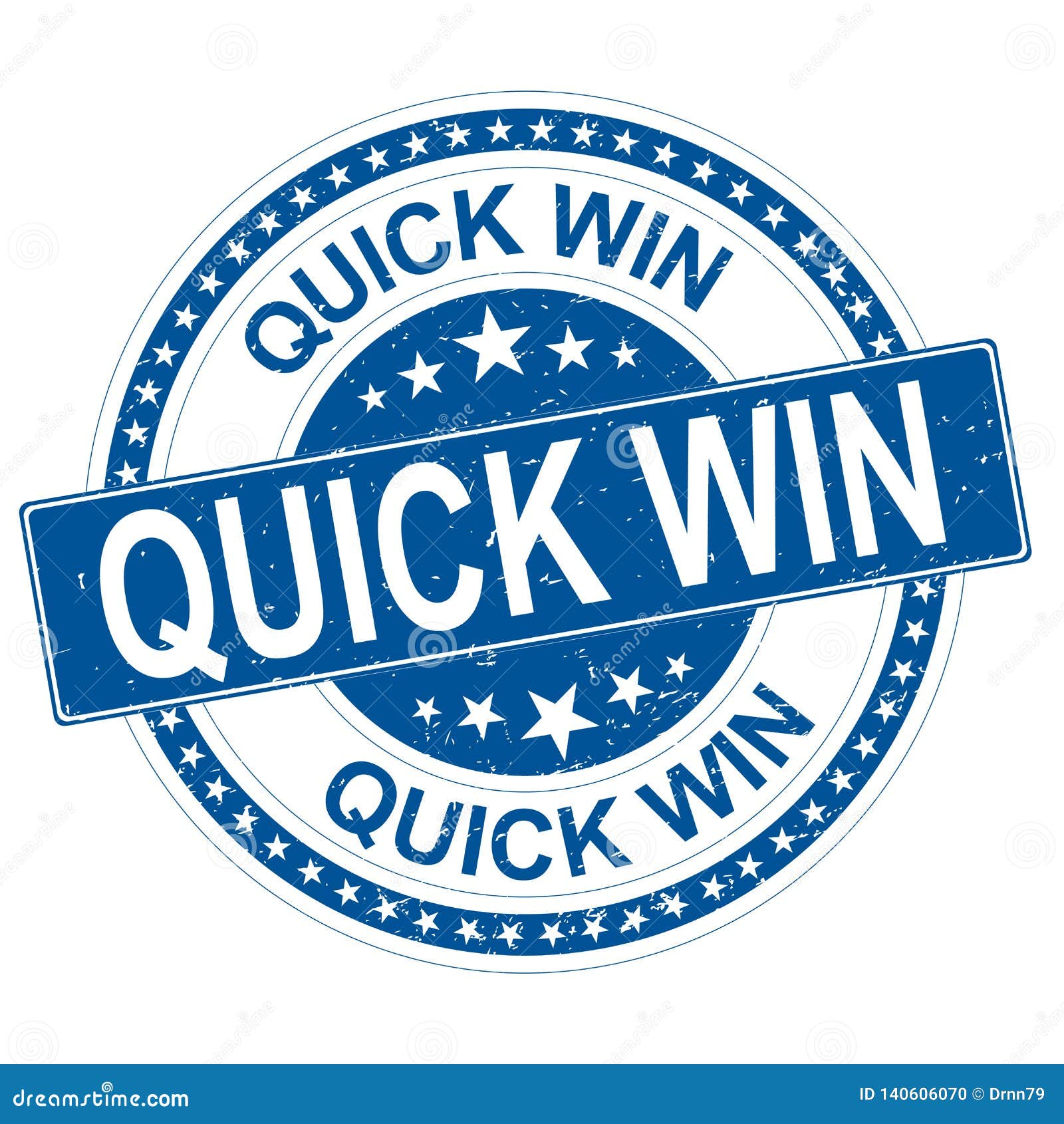 Quick Win Blue Round Grungy Rubber Stamp with Stars Stock Vector ...