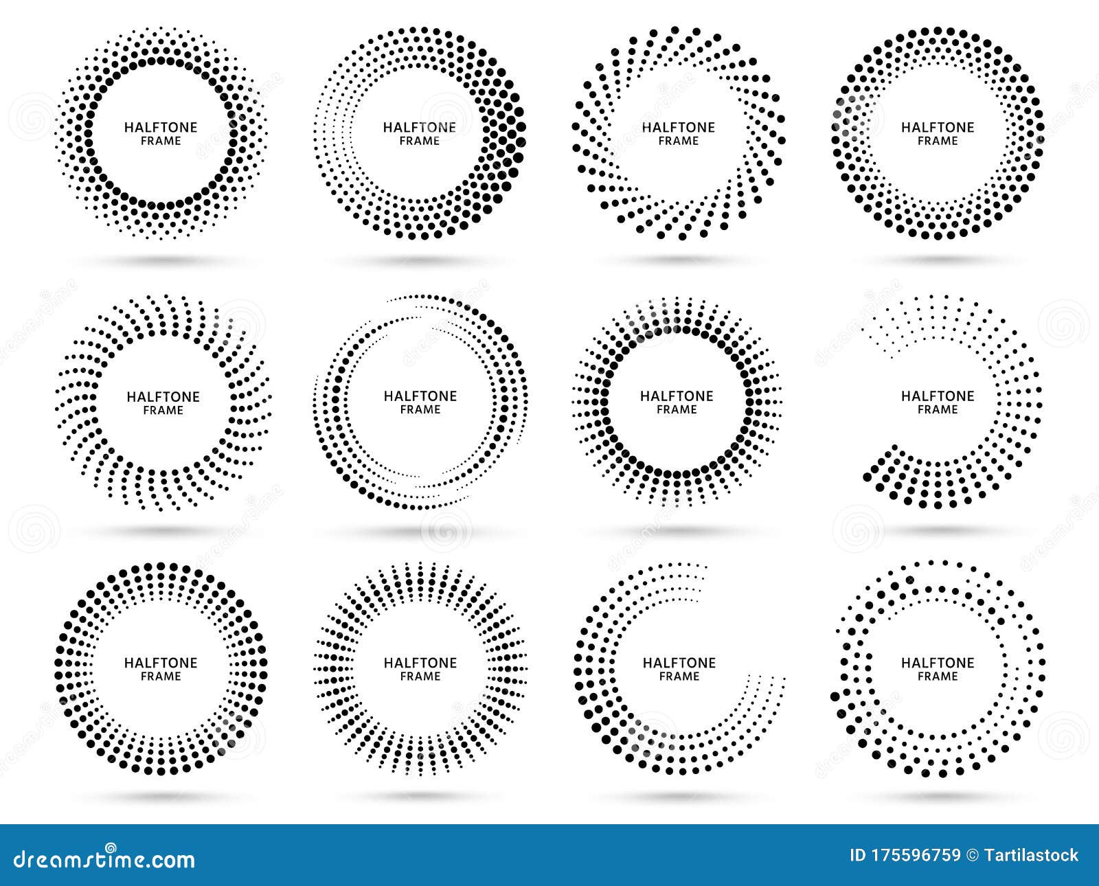 Round Halftone Frame. Dotted Circle, Vintage Abstract Dot Halftones ...