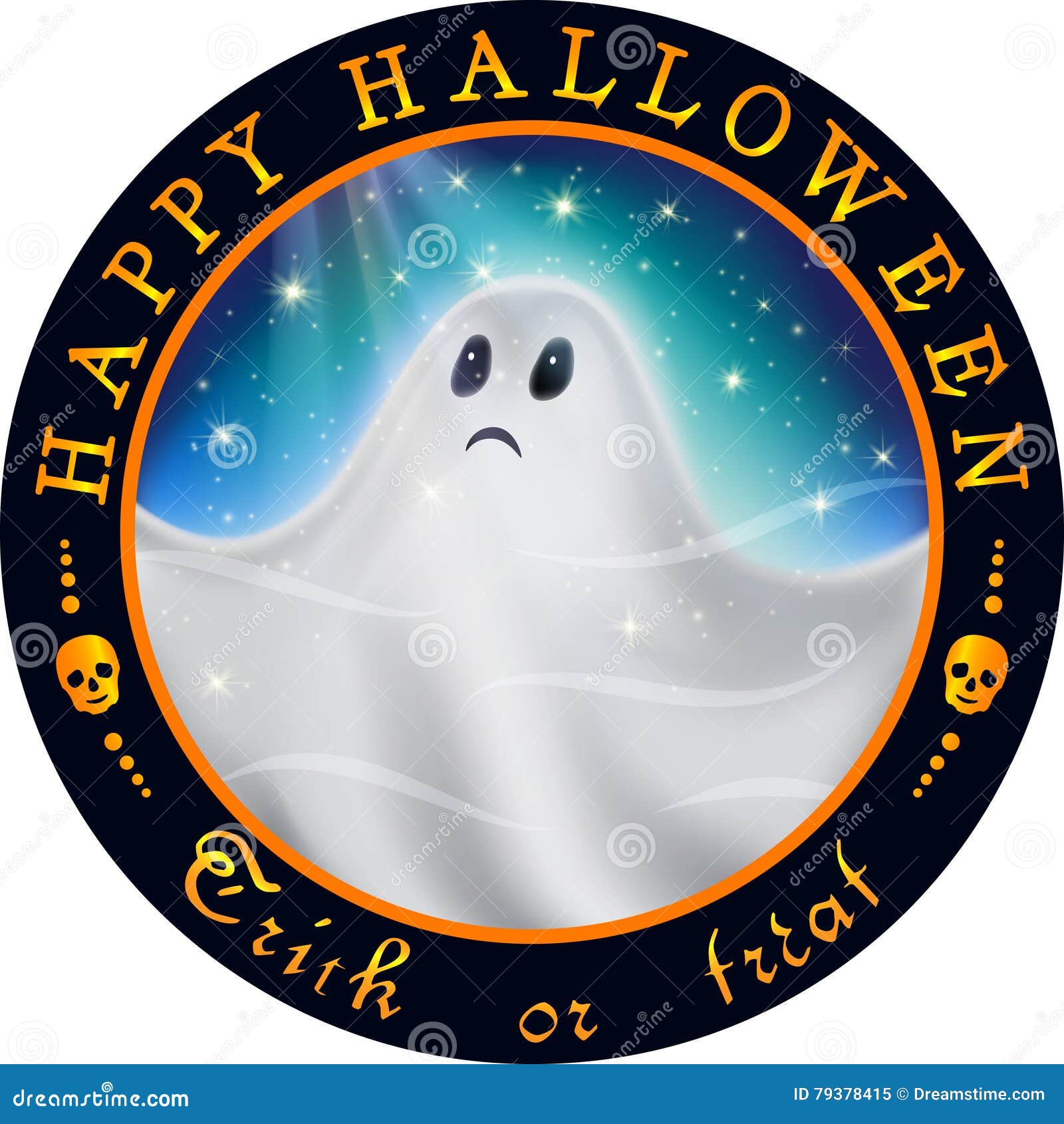 Round Halloween Design with Ghost Stock Vector - Illustration of ...