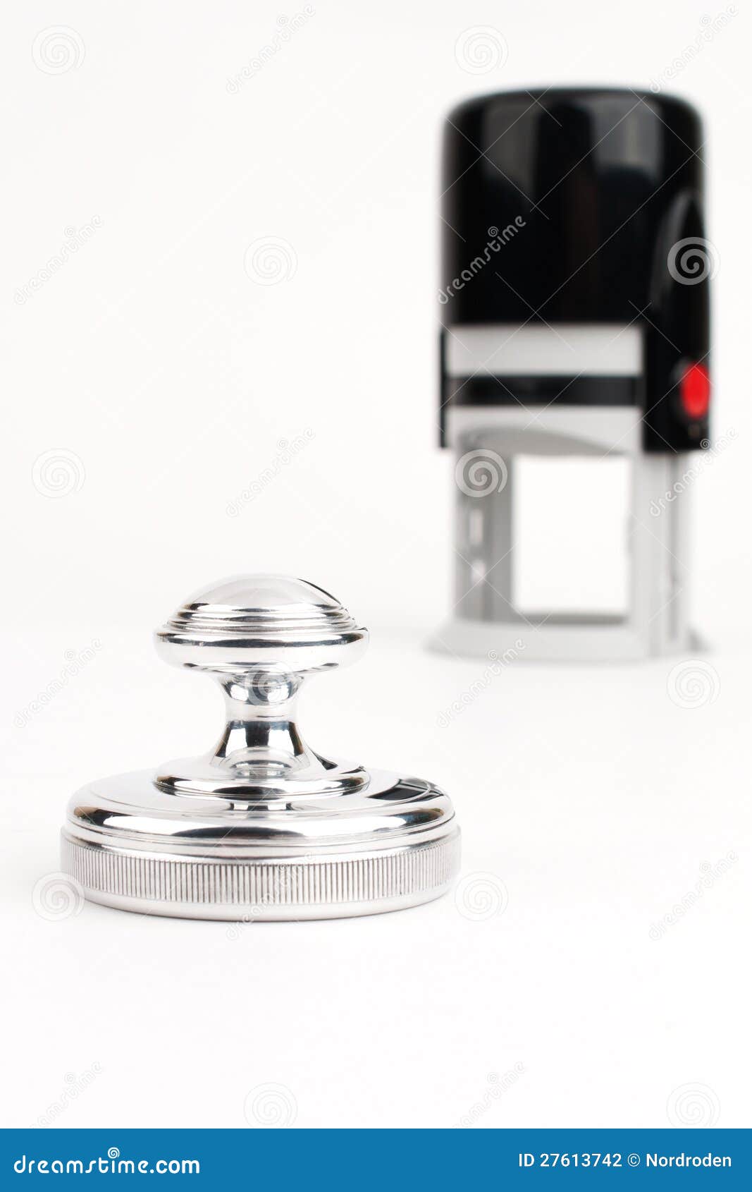 Round Hand Stamp and Automatic Stamp Stock Photo - Image of white ...