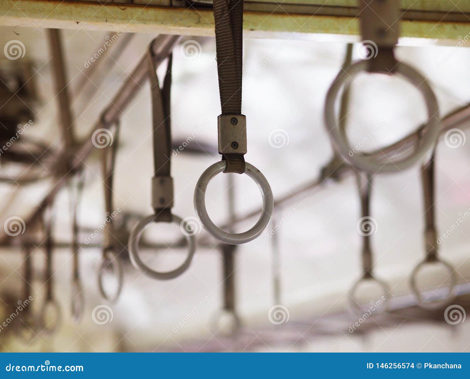 Round Handles for Standing Passenger Inside Old Economy Class Train ...