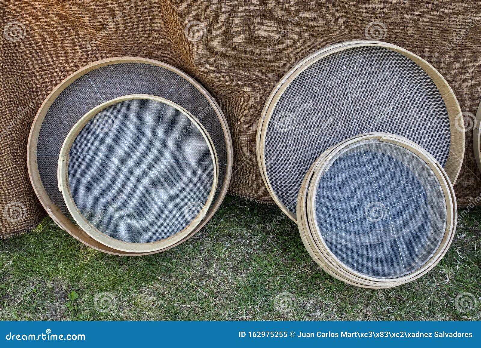 Round Handmade Sieve of Different Sizes Stock Image - Image of rolling ...