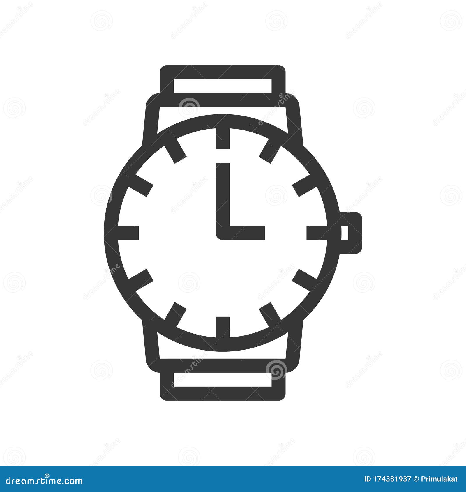 Round Handwatch with Clock Hand Line Style Isolated Vector Icon Stock ...