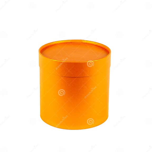 Round Hat Orange Box White Background Isolate Stock Image - Image of ...