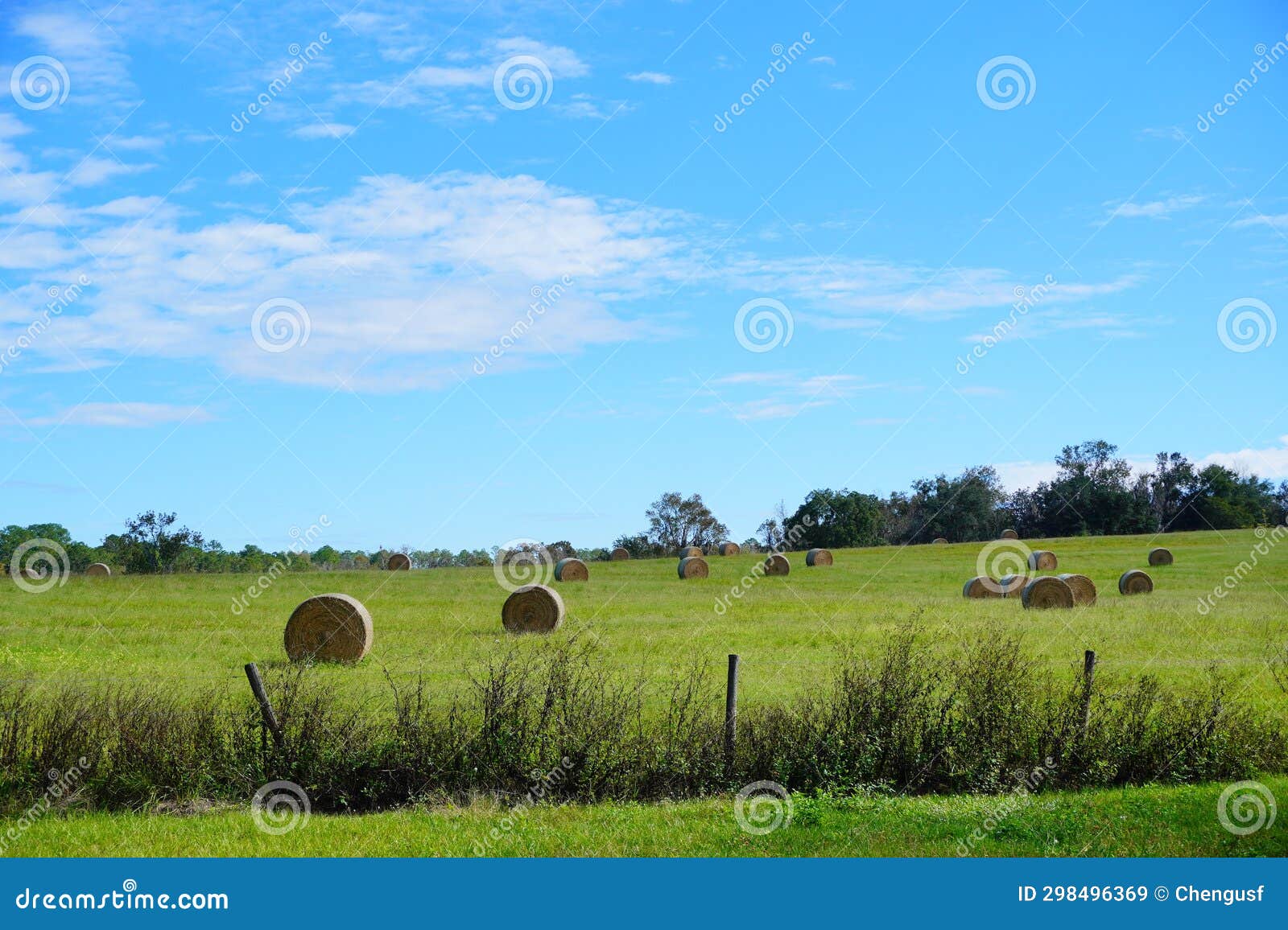 Round Hay Stack in a Florida Farm and Beautiful Cloud Stock Image ...