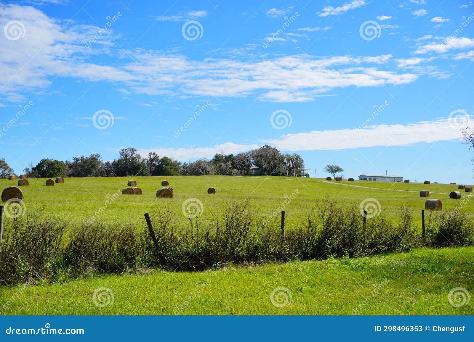 Round Hay Stack in a Florida Farm and Beautiful Cloud Stock Image ...