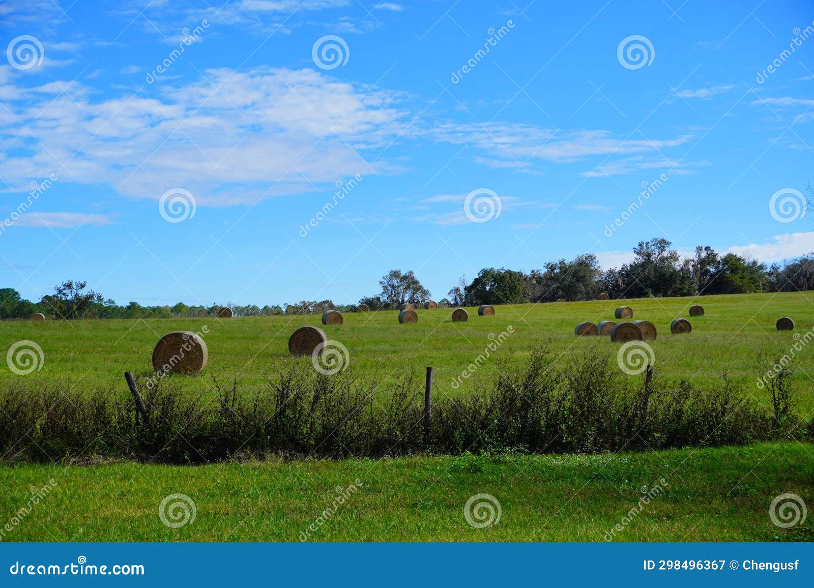 Round Hay Stack in a Florida Farm and Beautiful Cloud Stock Image ...