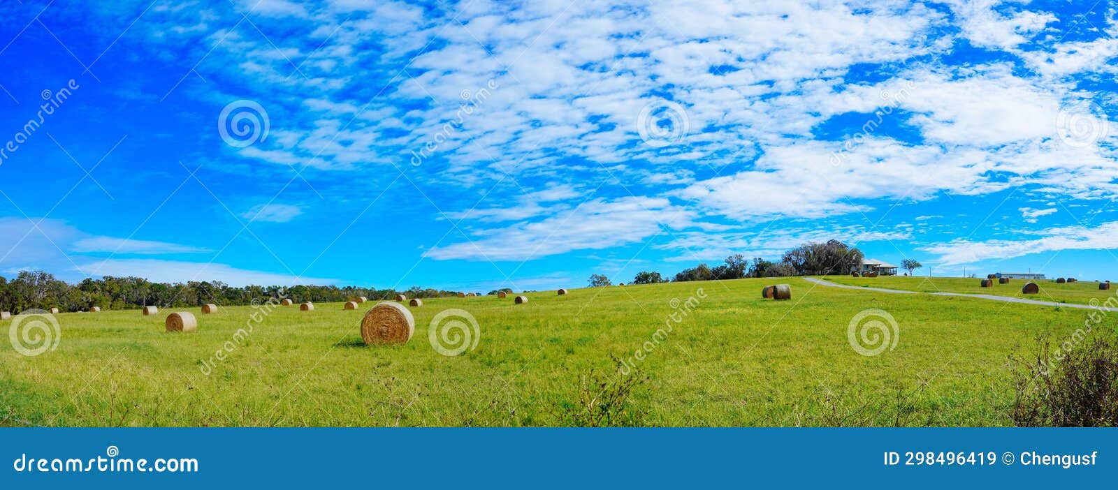 Round Hay Stack in a Florida Farm and Beautiful Cloud Stock Image ...