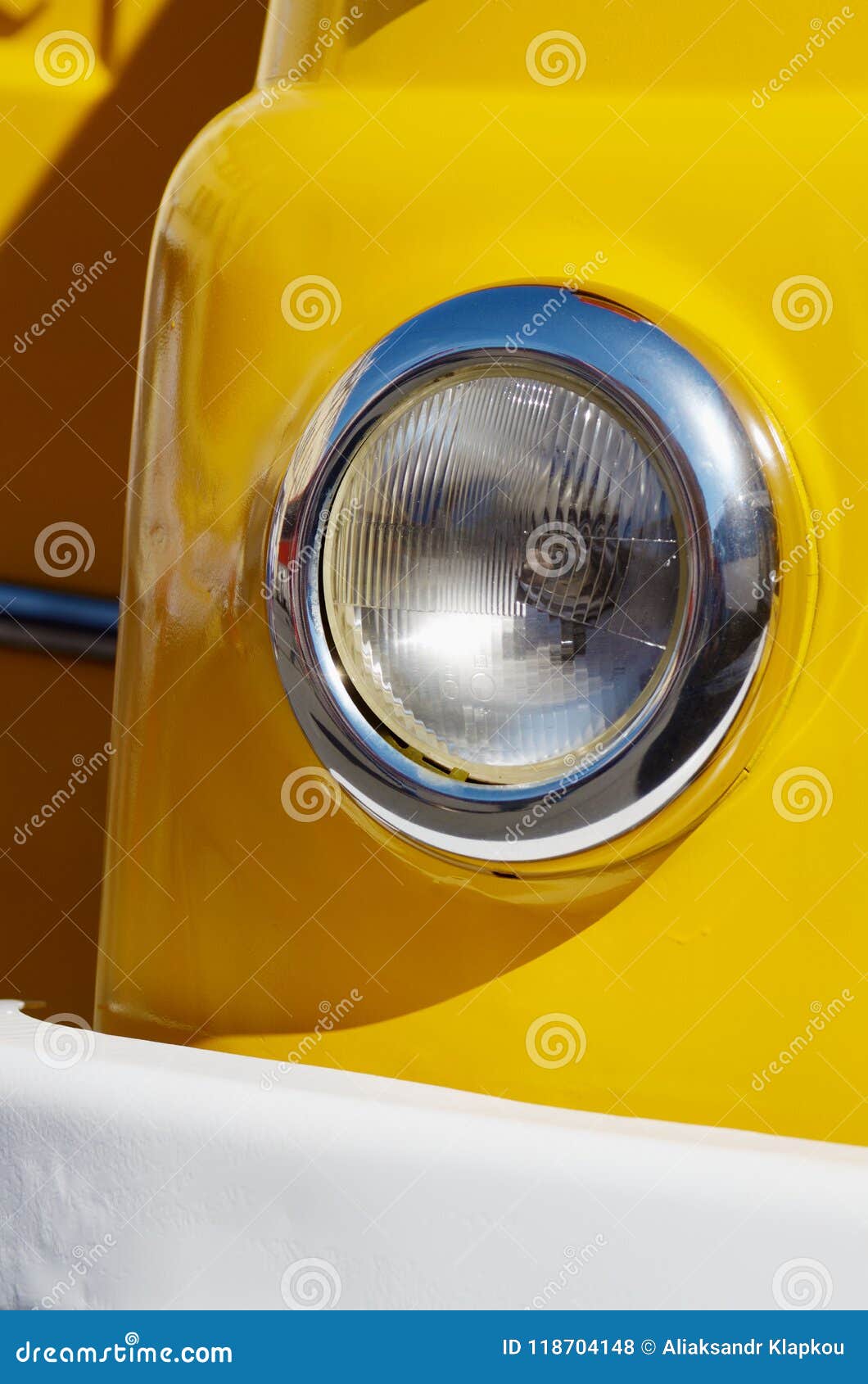 Round Headlight on the Bus. Stock Photo - Image of abstraction, speed ...