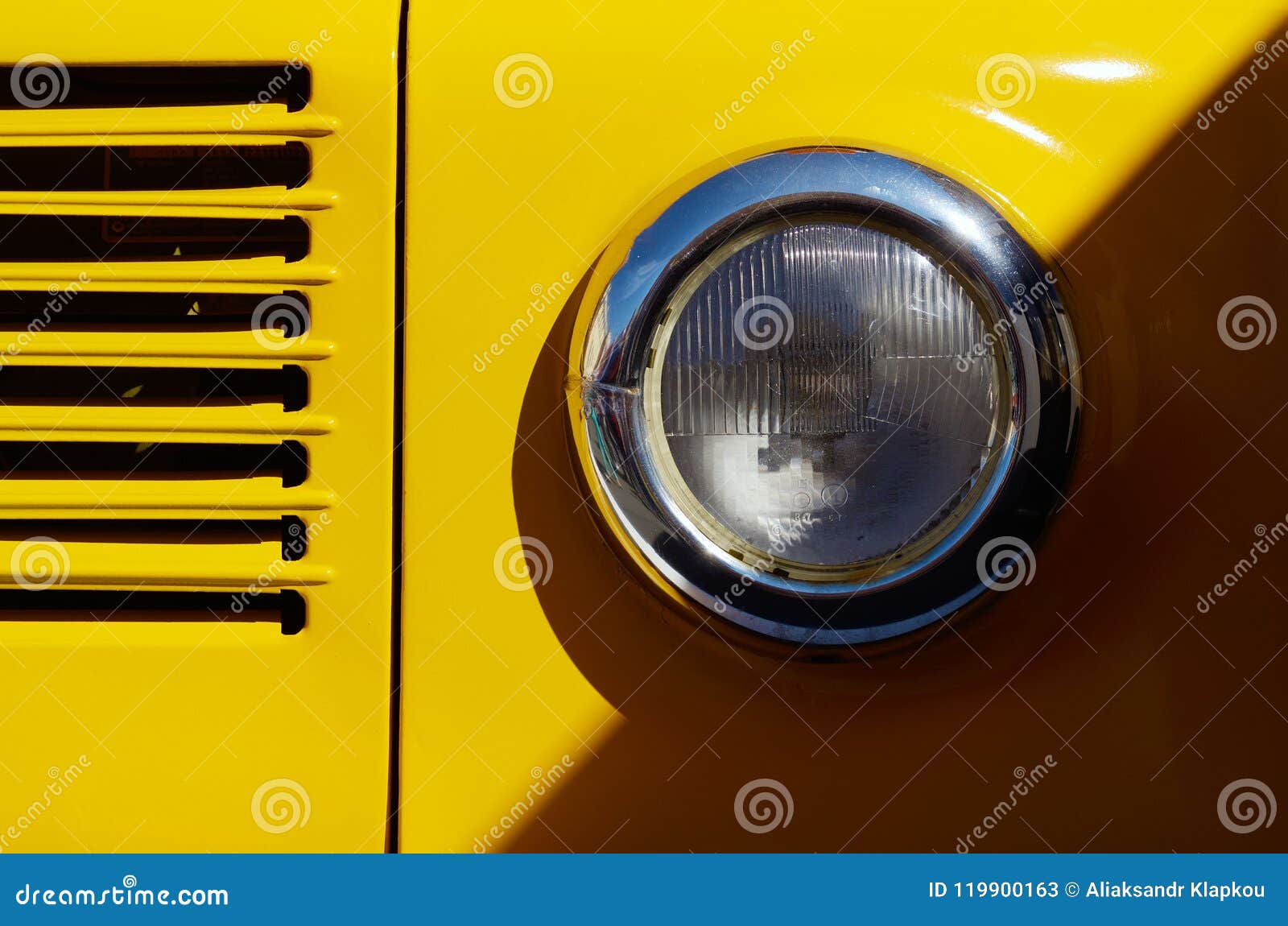 Round Headlight on the Bus. Stock Image - Image of speed, electricity ...