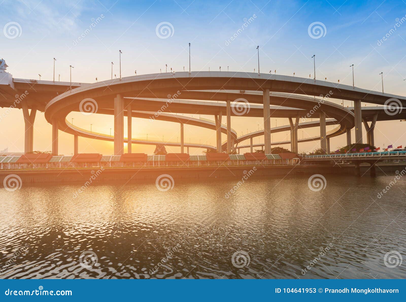Round Highway Intersection Water Front Stock Image - Image of freeway ...
