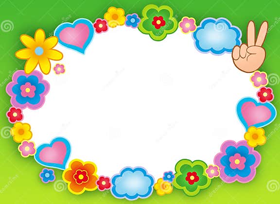 Round Hippie Frame with Flowers Stock Illustration - Illustration of ...