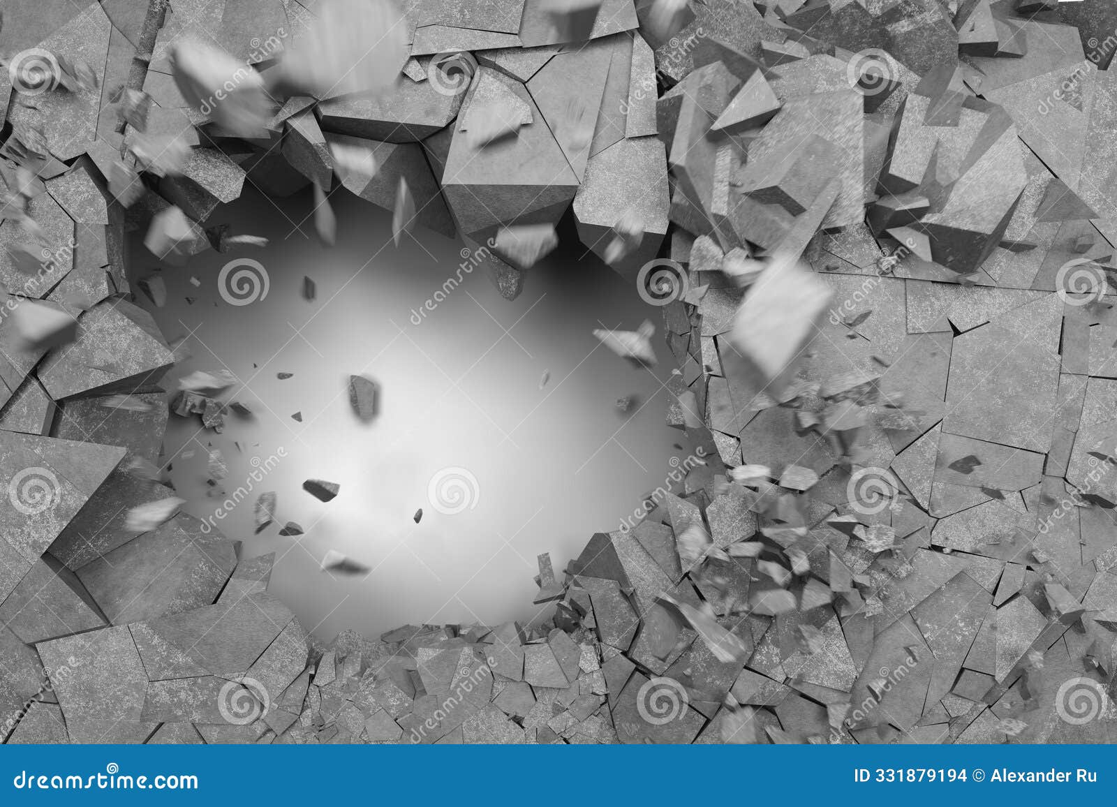 Round Hole in Concrete Wall on Left Side of Frame. Concrete Background ...