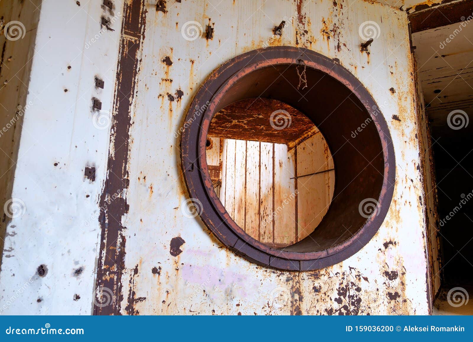 Round Hole in the Wall Covered by Rust Stock Photo - Image of fire ...