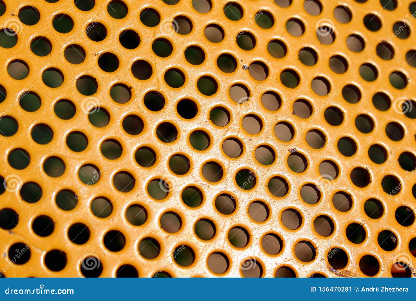Round Holes in Yellow Perforated Metal Plate Stock Image - Image of ...
