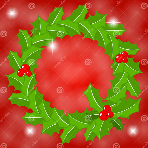 Round holly wreath frame stock vector. Illustration of celebration ...
