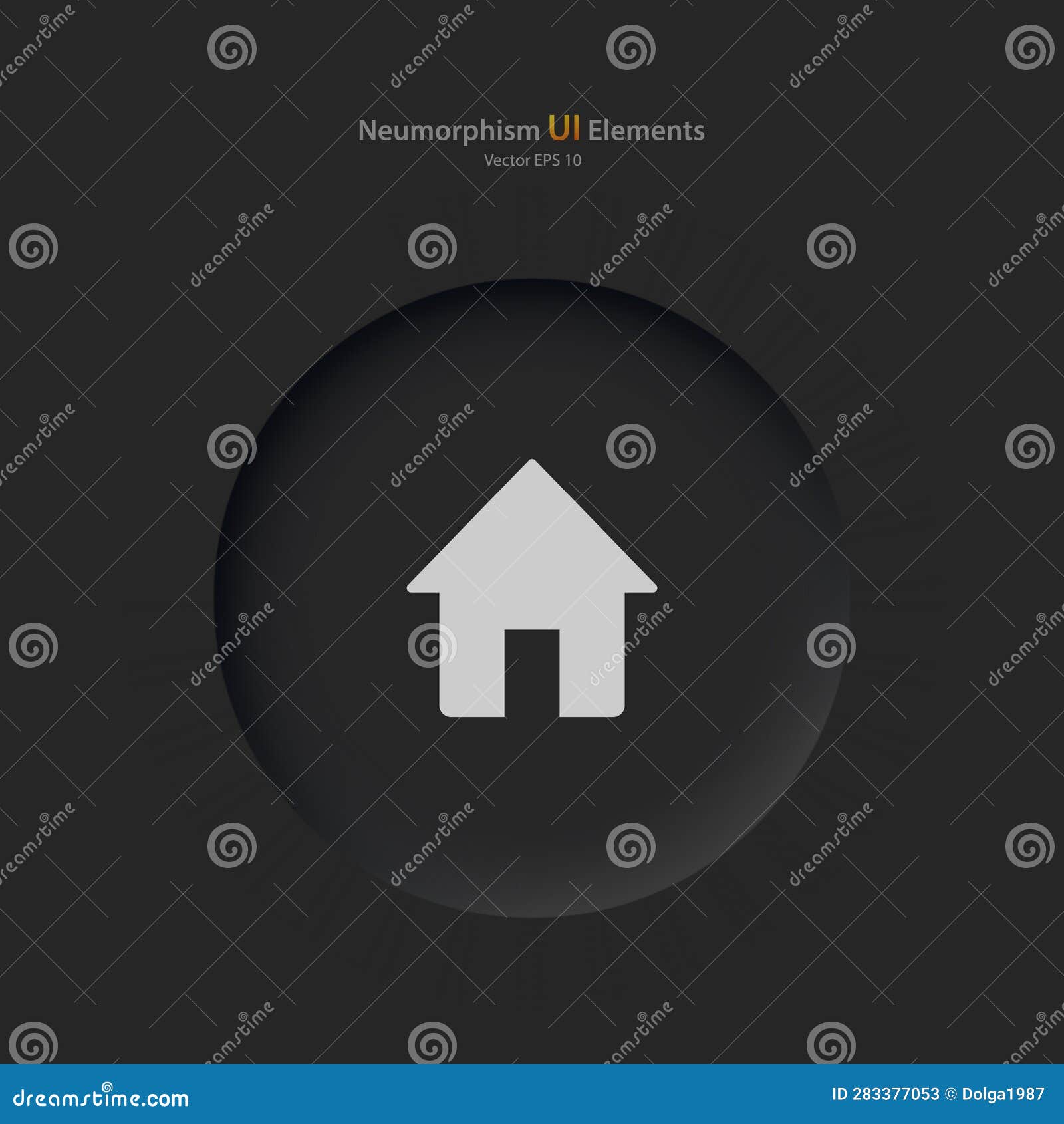 Round Home Page Button on a Black Background. User Interface Elements ...