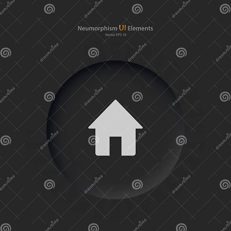 Round Home Page Button on a Black Background. User Interface Elements ...