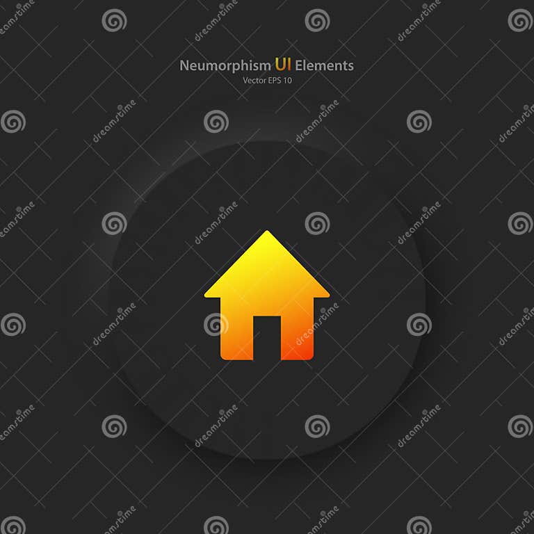 Round Homepage Button on a Black Background. User Interface Elements in ...