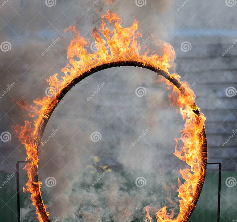Round hoop of fire flame stock photo. Image of blaze - 290846168
