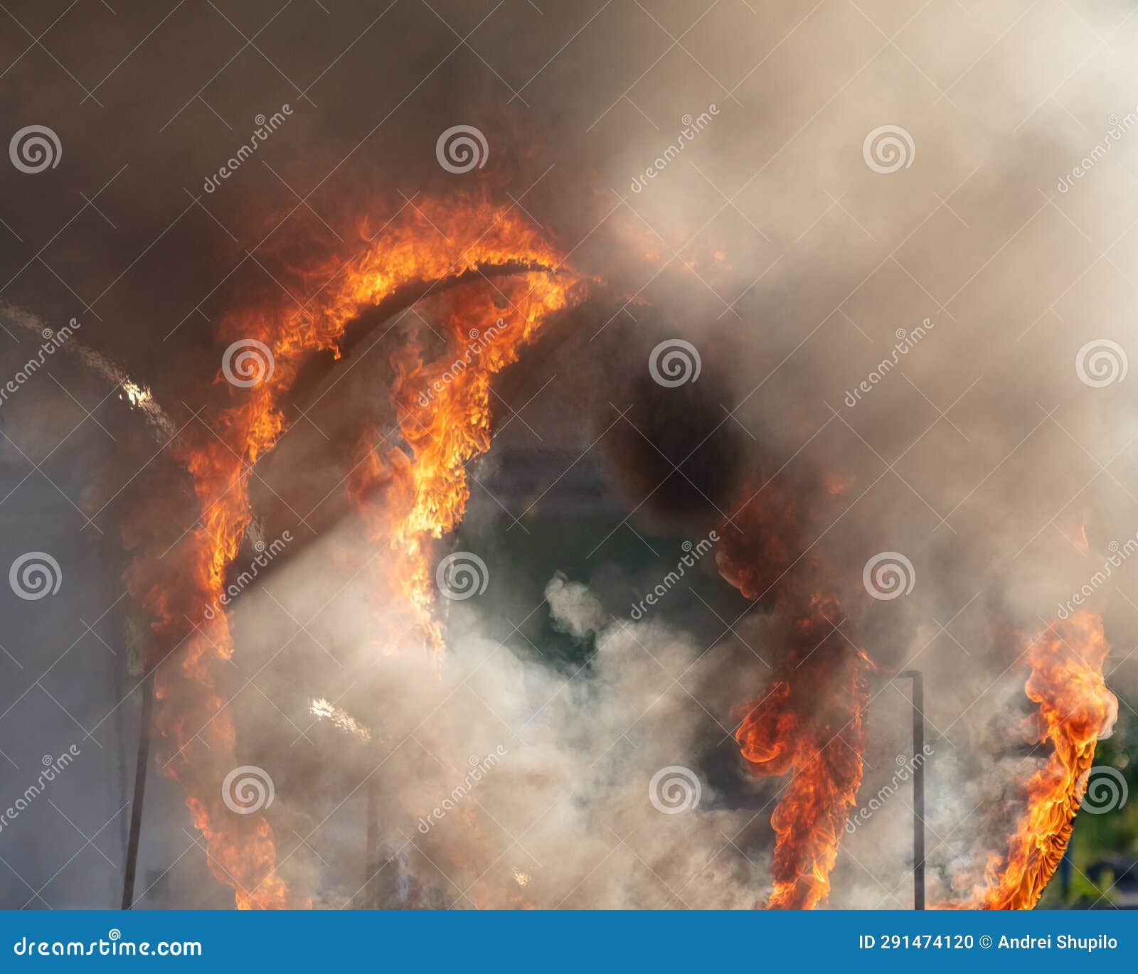 Round hoop of fire flame stock photo. Image of heat - 291474120