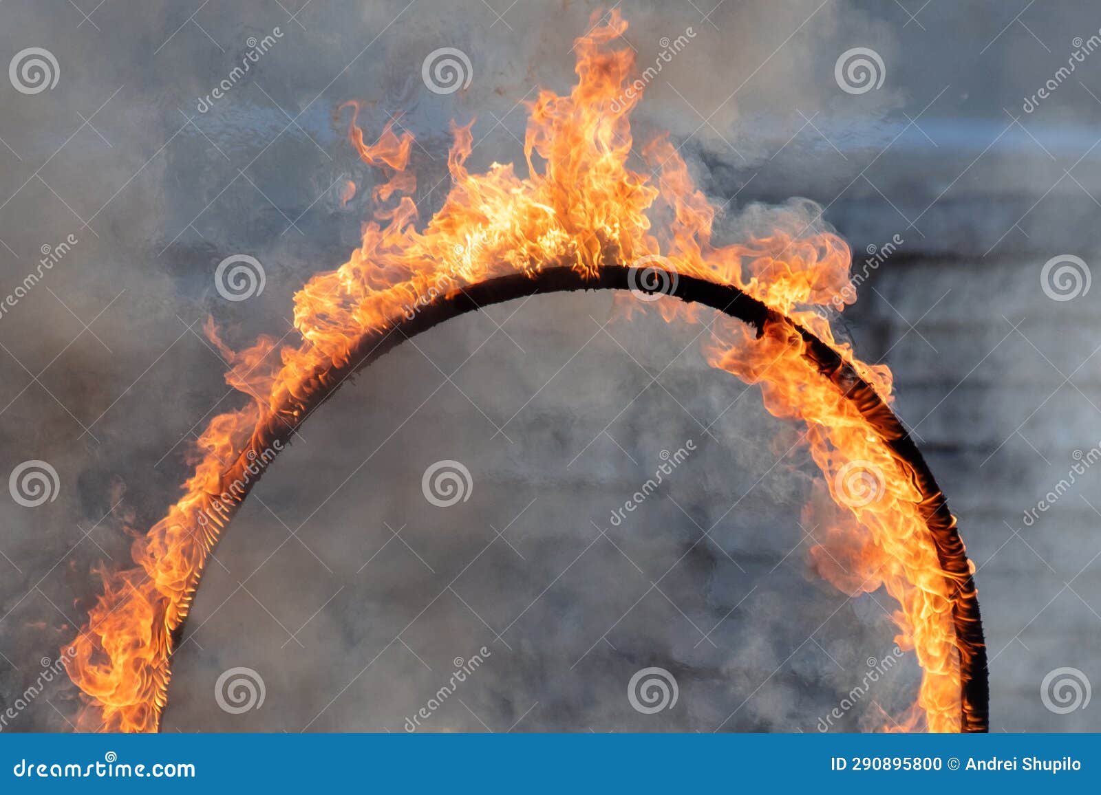 Round hoop of fire flame stock photo. Image of detail - 290895800