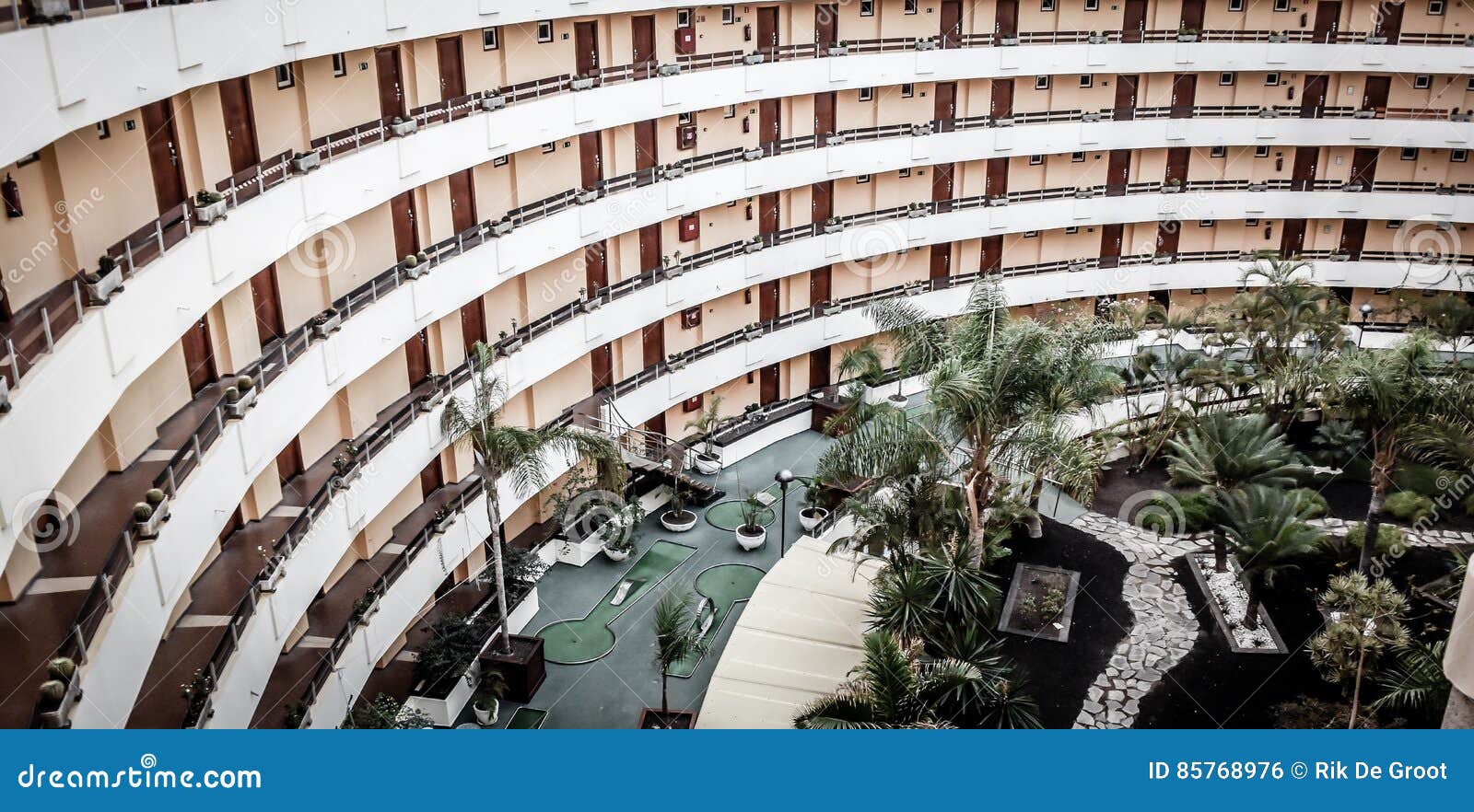 Round hotel balconies stock photo. Image of building - 85768976