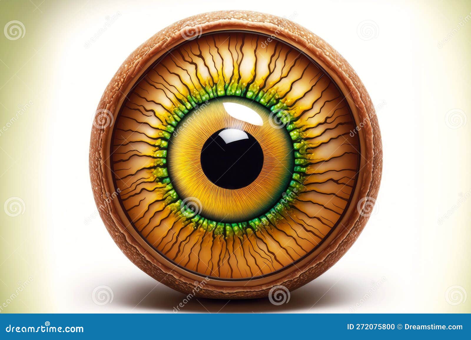 Round Human Eye Light Brown with Green Edging Stock Illustration ...