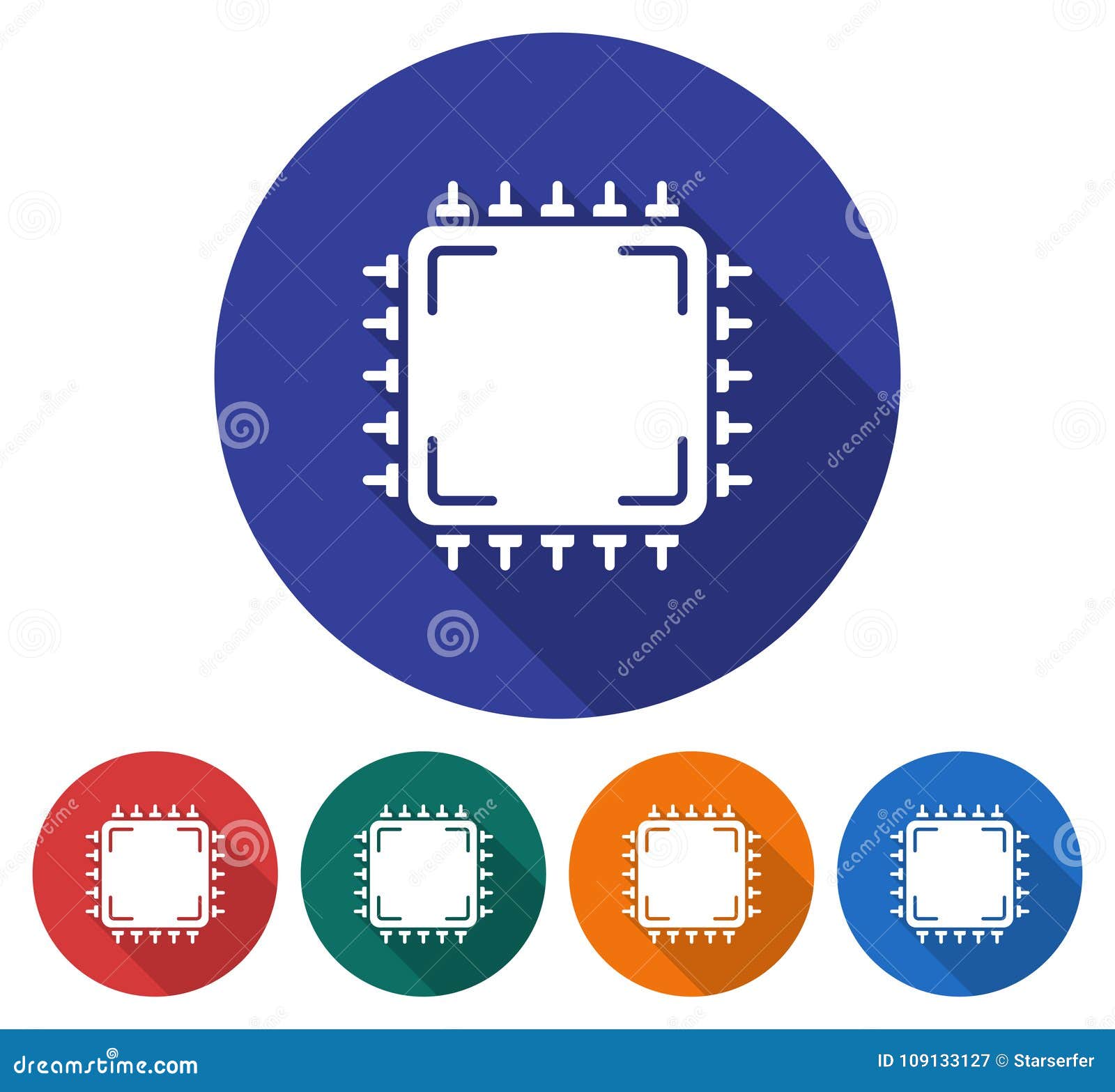 Round Icon of Central Processing Unit Stock Vector - Illustration of ...