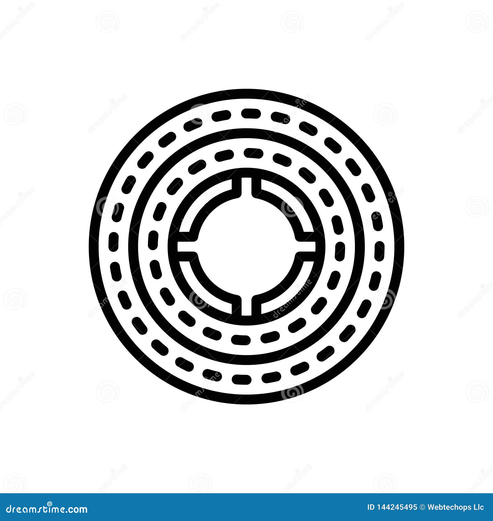 Black Line Icon for Round, Circular and Annular Stock Illustration ...