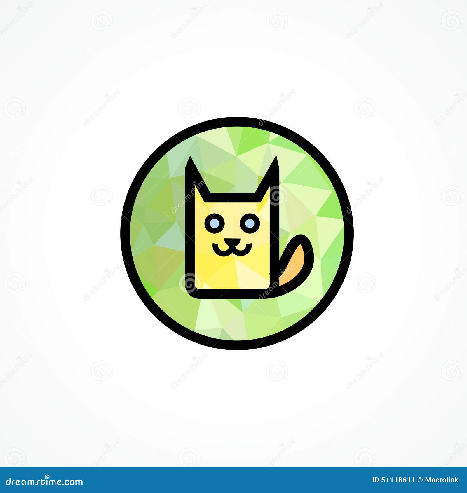 Round Icon with cute Cat stock vector. Illustration of circle - 51118611