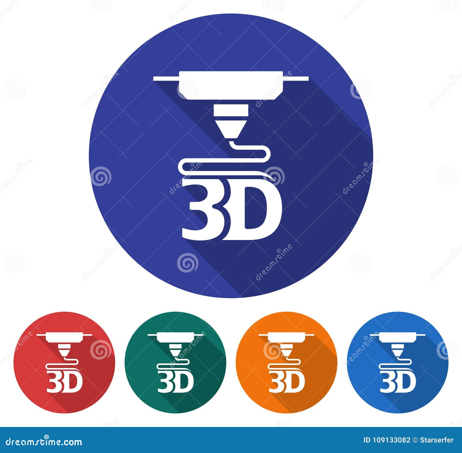 Round icon of 3d printer stock vector. Illustration of graphic - 109133082