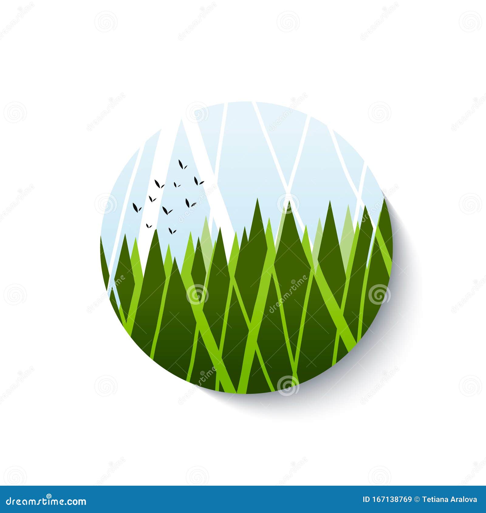 Round Icon with Forest Landscape Stock Illustration - Illustration of ...