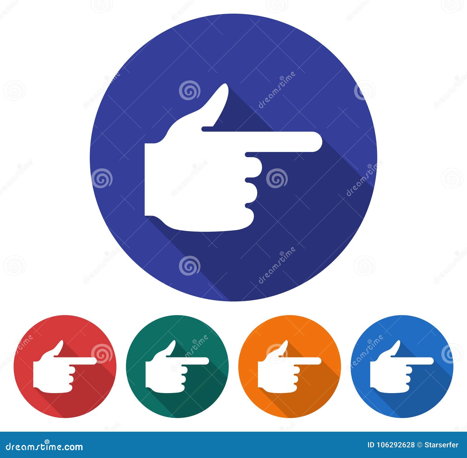 Round Icon of Hand with Forefinger Pointing Forward Stock Vector ...
