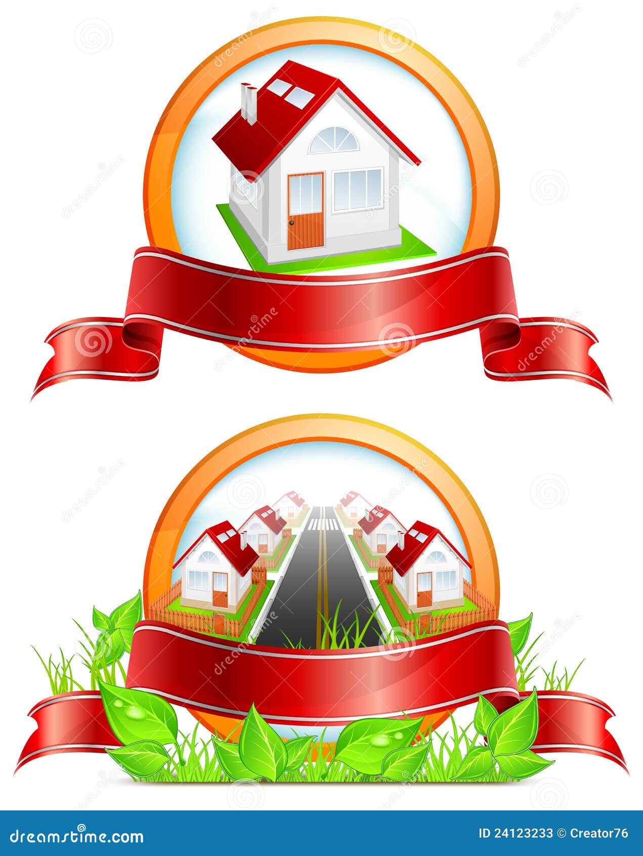 Round icon with houses stock vector. Illustration of urban - 24123233